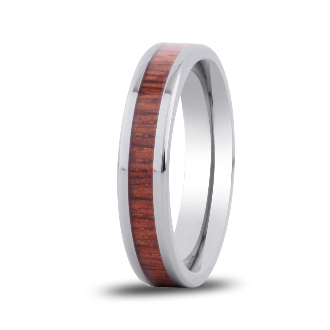 Women's Hawaiian Thin Koa Wood Wedding Ring - Komo Koa Jewelry – Woodsman